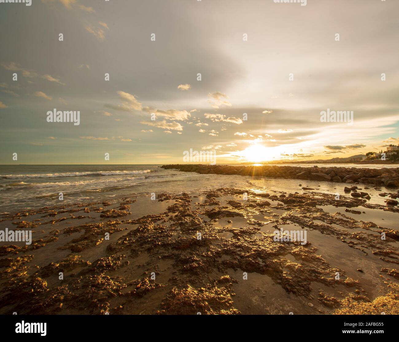 Nice sunset on a beach of la renega, Oropesa, Spain Stock Photo - Alamy