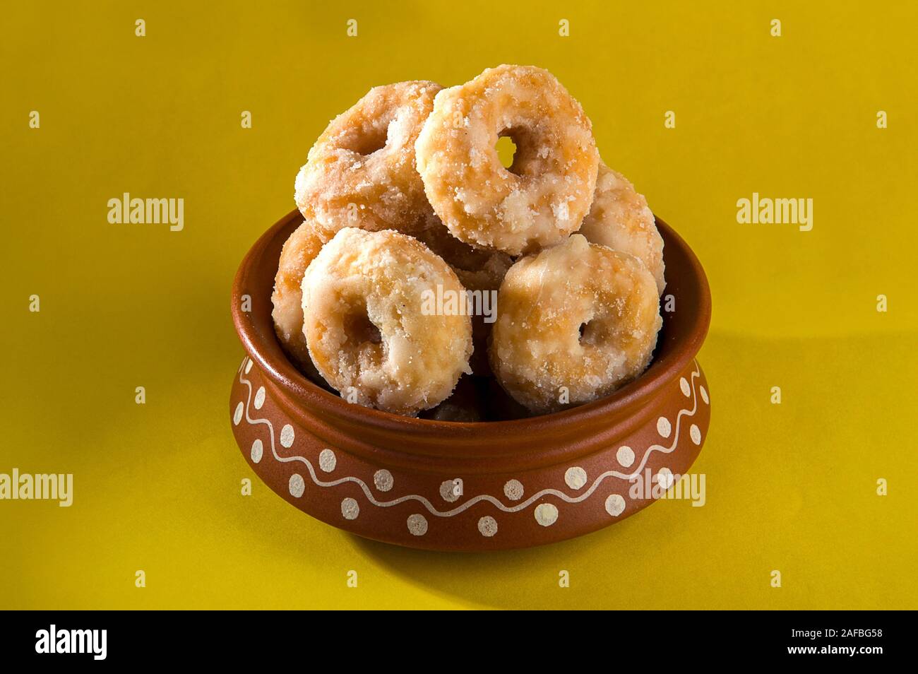 Indian Traditional Sweet Food Balushahi on a yellow background Stock ...