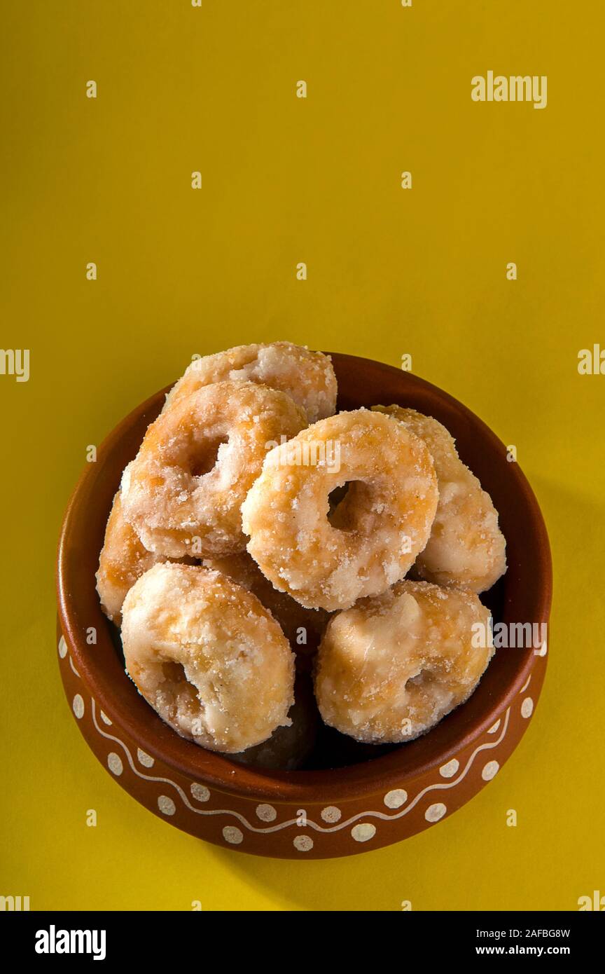 Indian Traditional Sweet Food Balushahi on a yellow background Stock ...