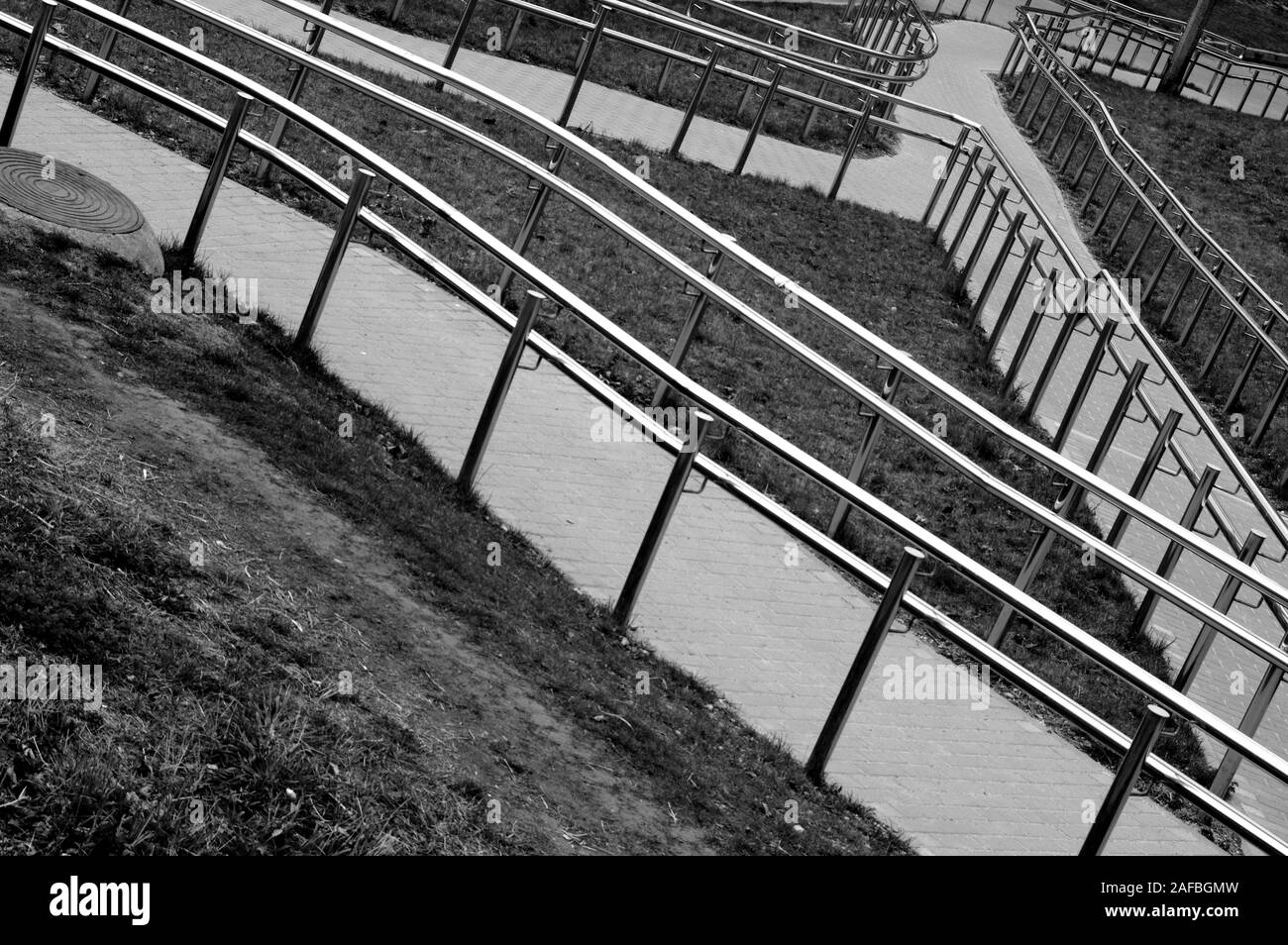 Metal handrail. Metal handrail on the road Stock Photo - Alamy