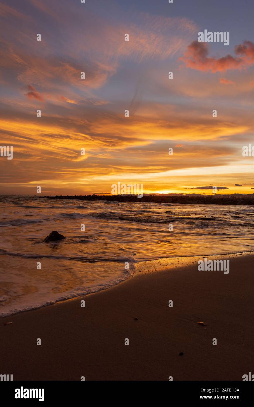 Nice sunset on a beach of la renega, Oropesa, Spain Stock Photo - Alamy