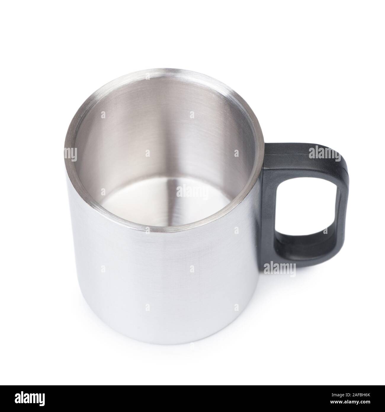 Empty metal mug isolated on white background Stock Photo - Alamy