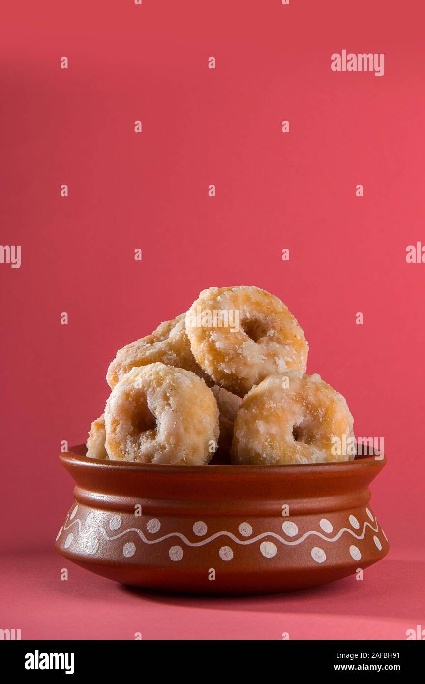 Indian Traditional Sweet Food Balushahi on a pink background Stock ...