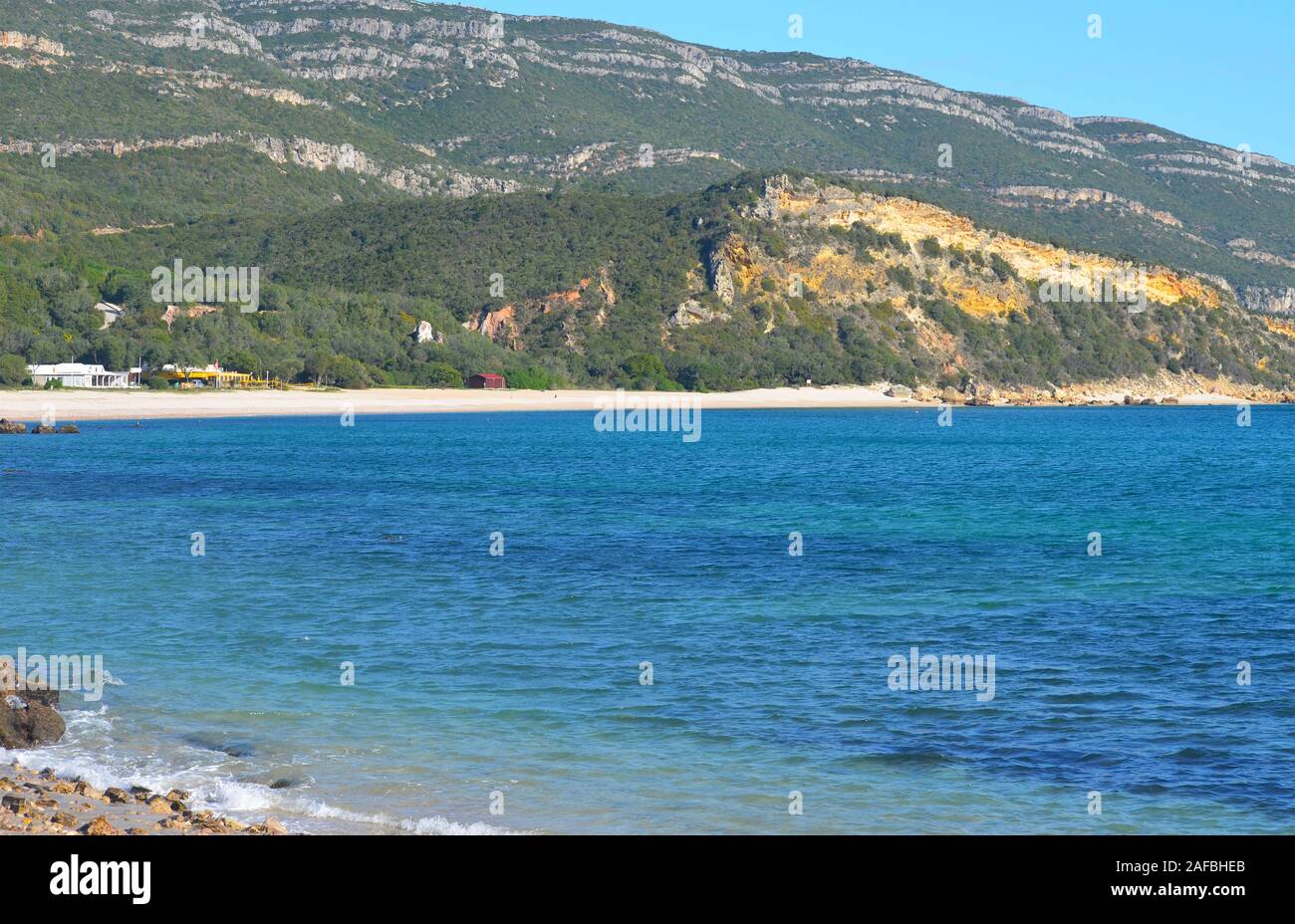 Portinho da Arrabida beach within the Serra da Arrabida natural park ...