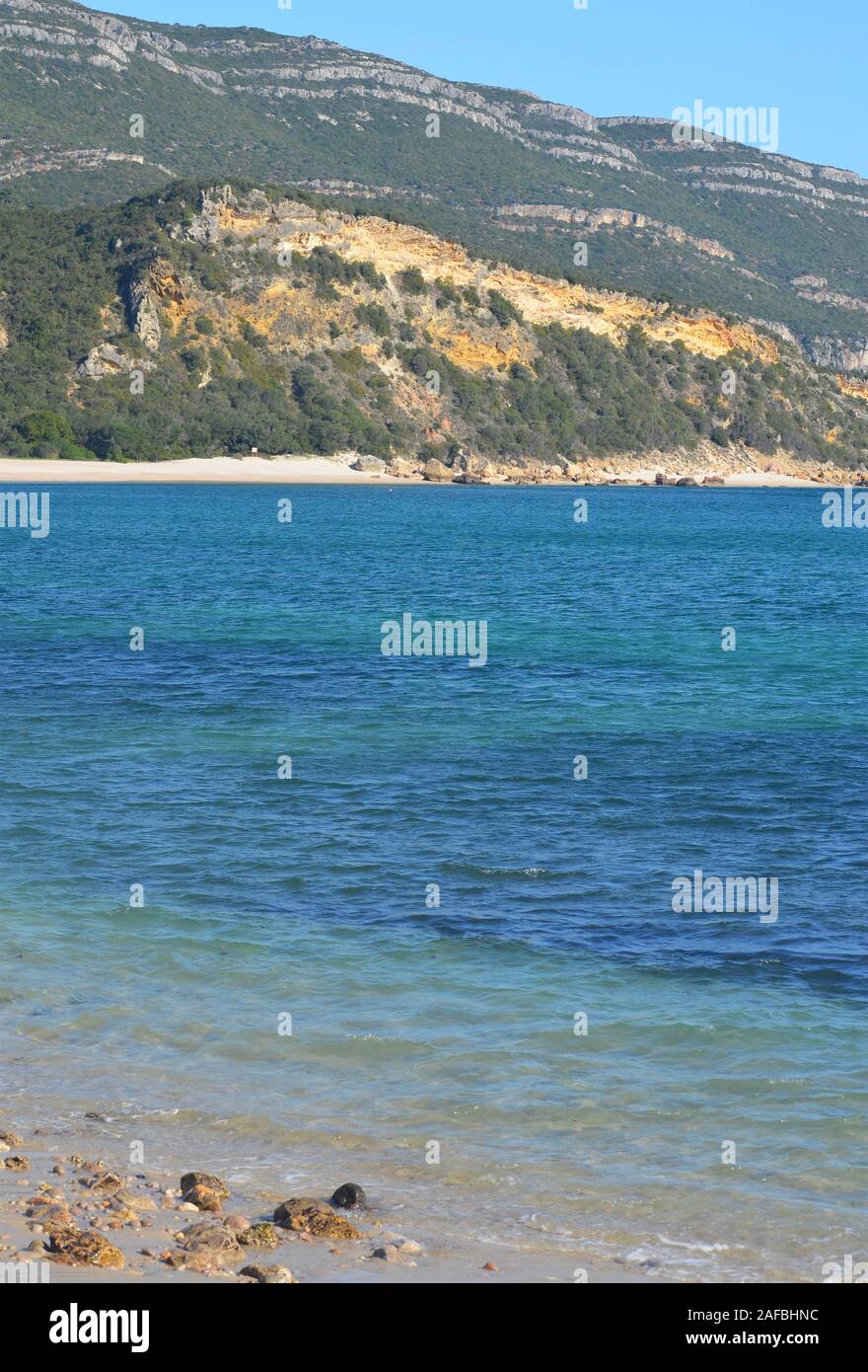 Portinho da Arrabida beach within the Serra da Arrabida natural park ...