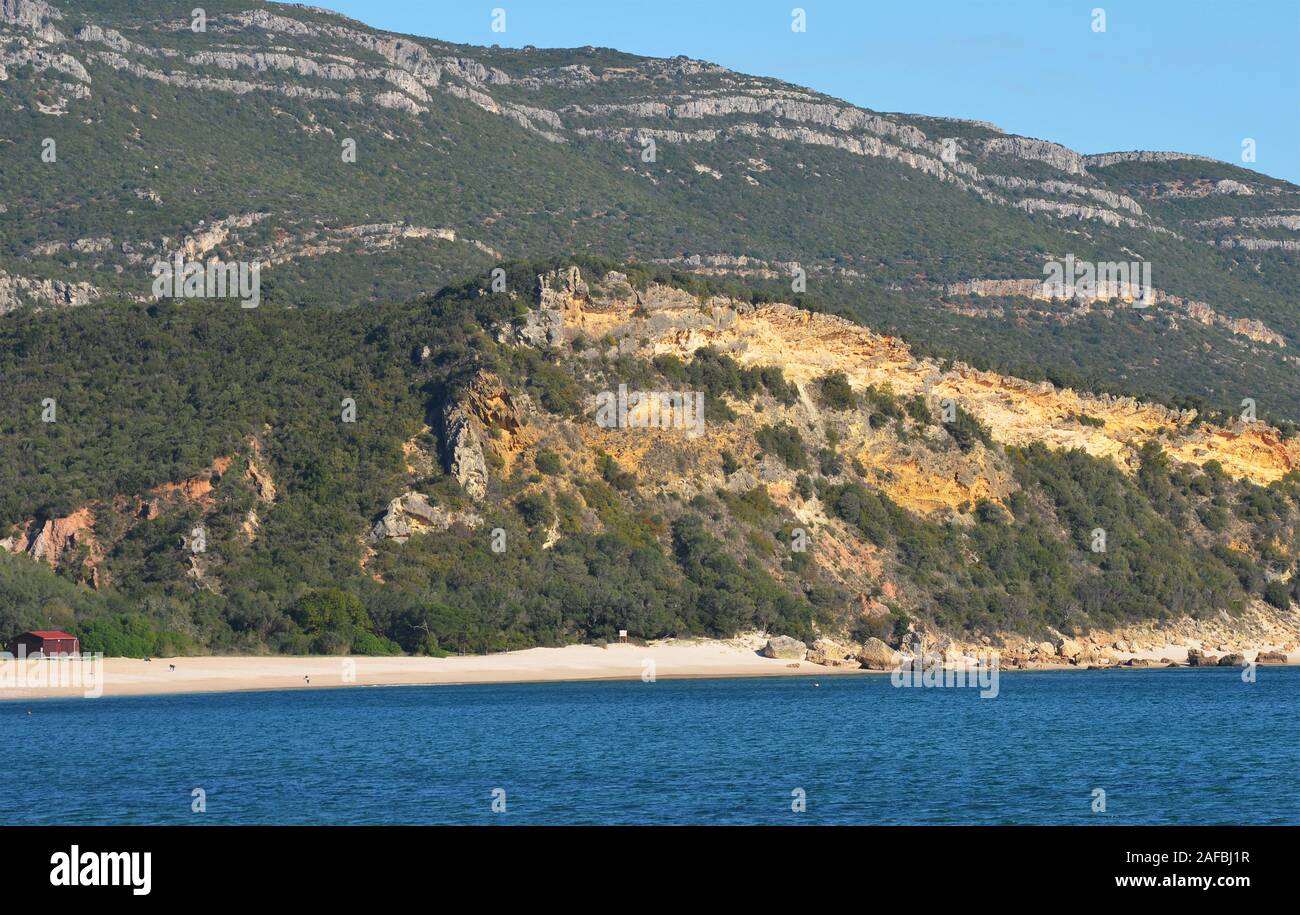 Portinho da Arrabida beach within the Serra da Arrabida natural park ...