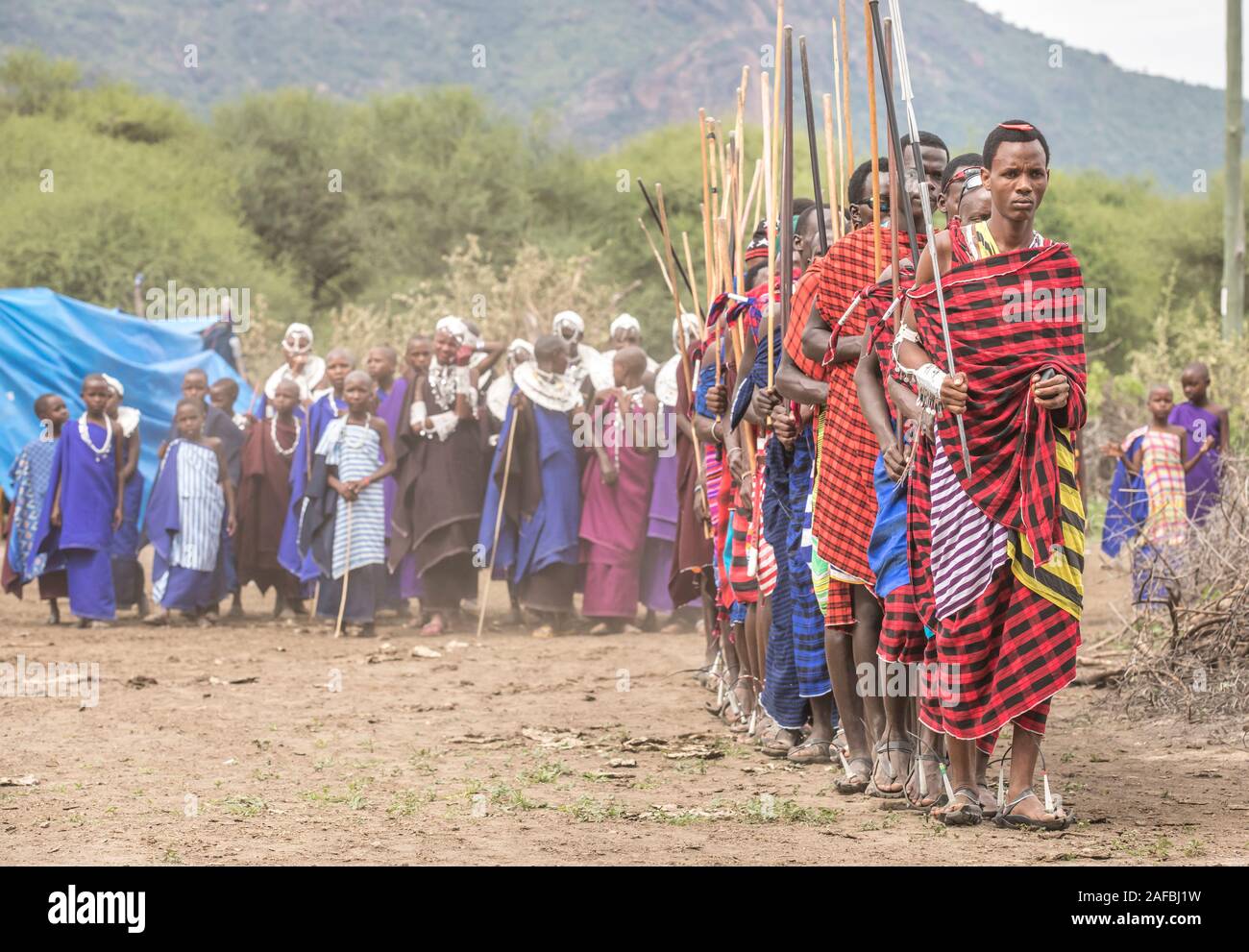 Same, Tanzania, 5th June, 2019: maasai warriors arriving from a ...