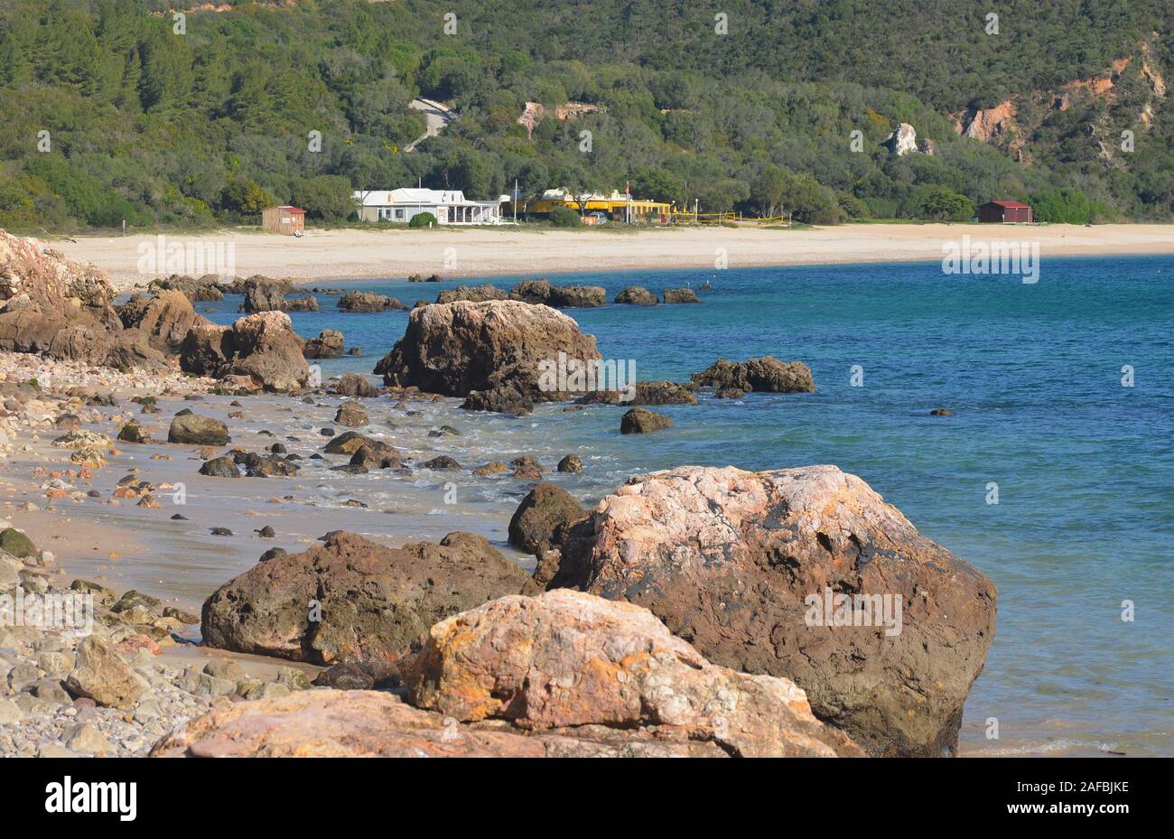 Portinho da Arrabida beach within the Serra da Arrabida natural park ...