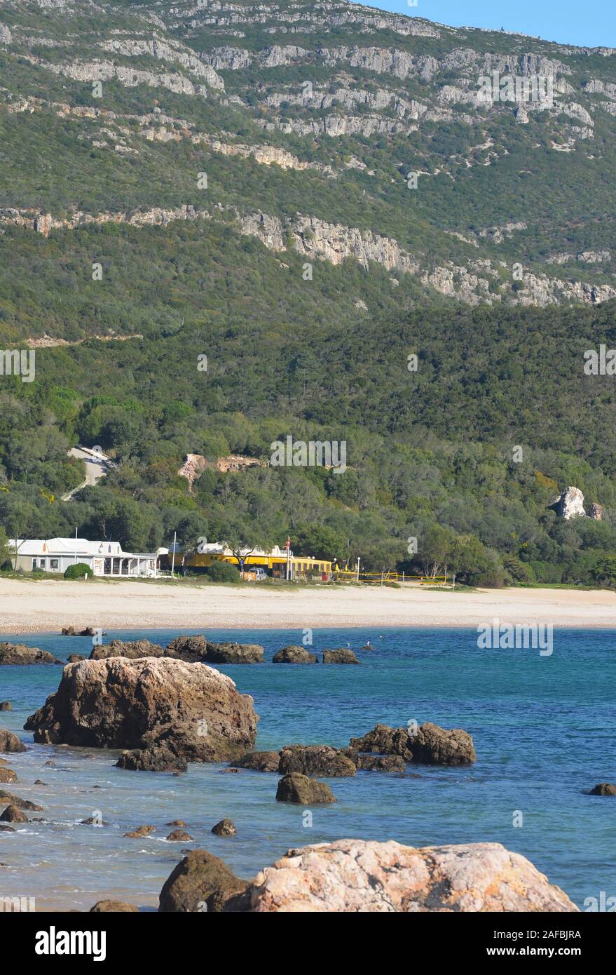 Portinho da Arrabida beach within the Serra da Arrabida natural park ...