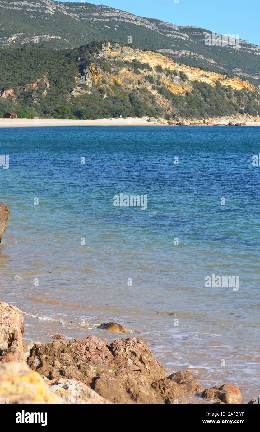 Portinho da Arrabida beach within the Serra da Arrabida natural park ...