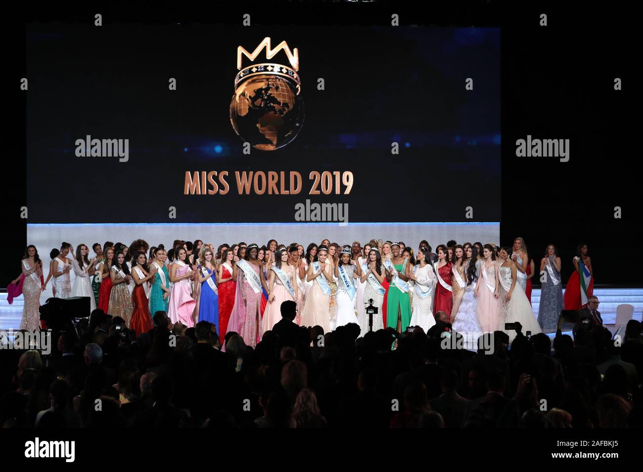 Miss Jamaica 2019, Toni-Ann (centre right), after she is announced Miss ...