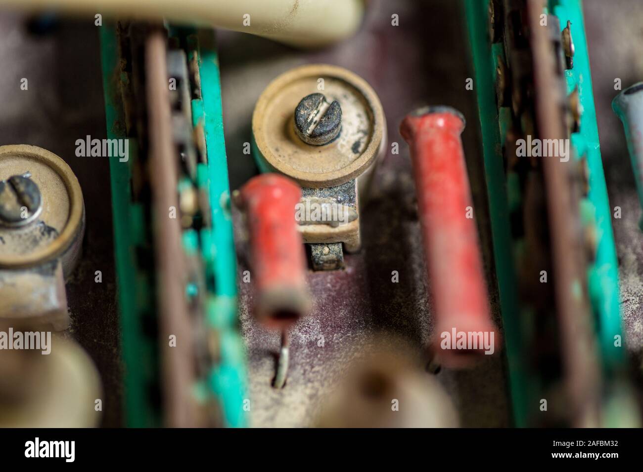 old tube chips with vintage transistors and resistors. small focusing ...