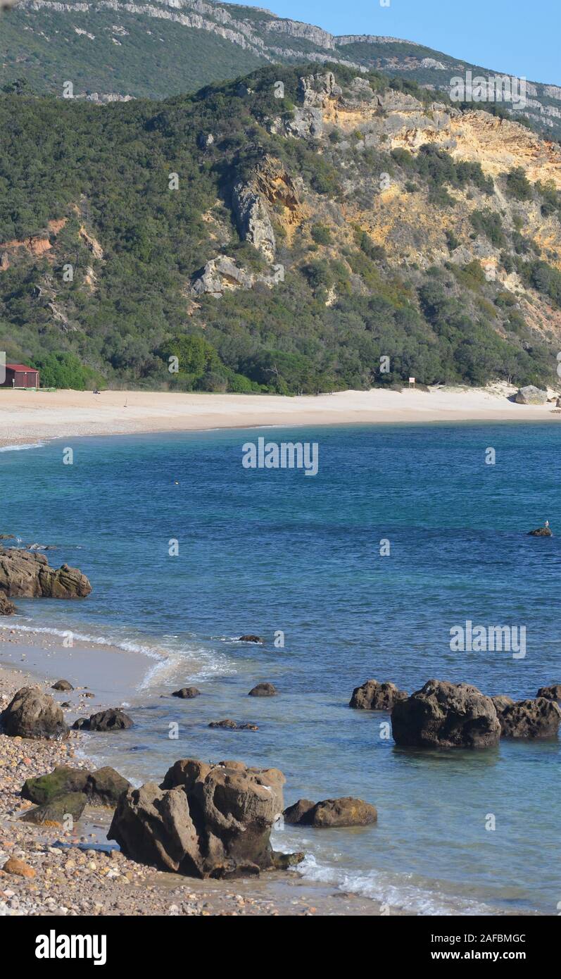 Portinho da Arrabida beach within the Serra da Arrabida natural park ...