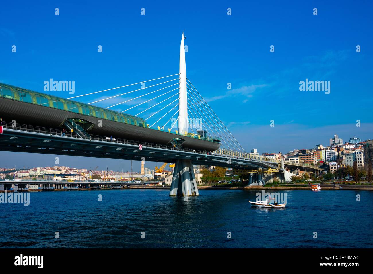 Istanbul, Turkey. November 21, 2019. Golden Horn Metro Bridge (Halic ...