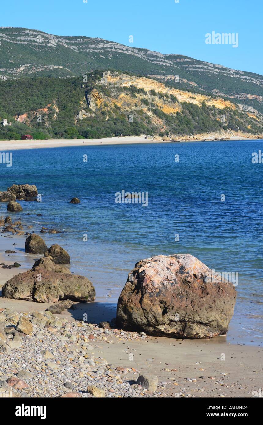 Portinho da Arrabida beach within the Serra da Arrabida natural park ...