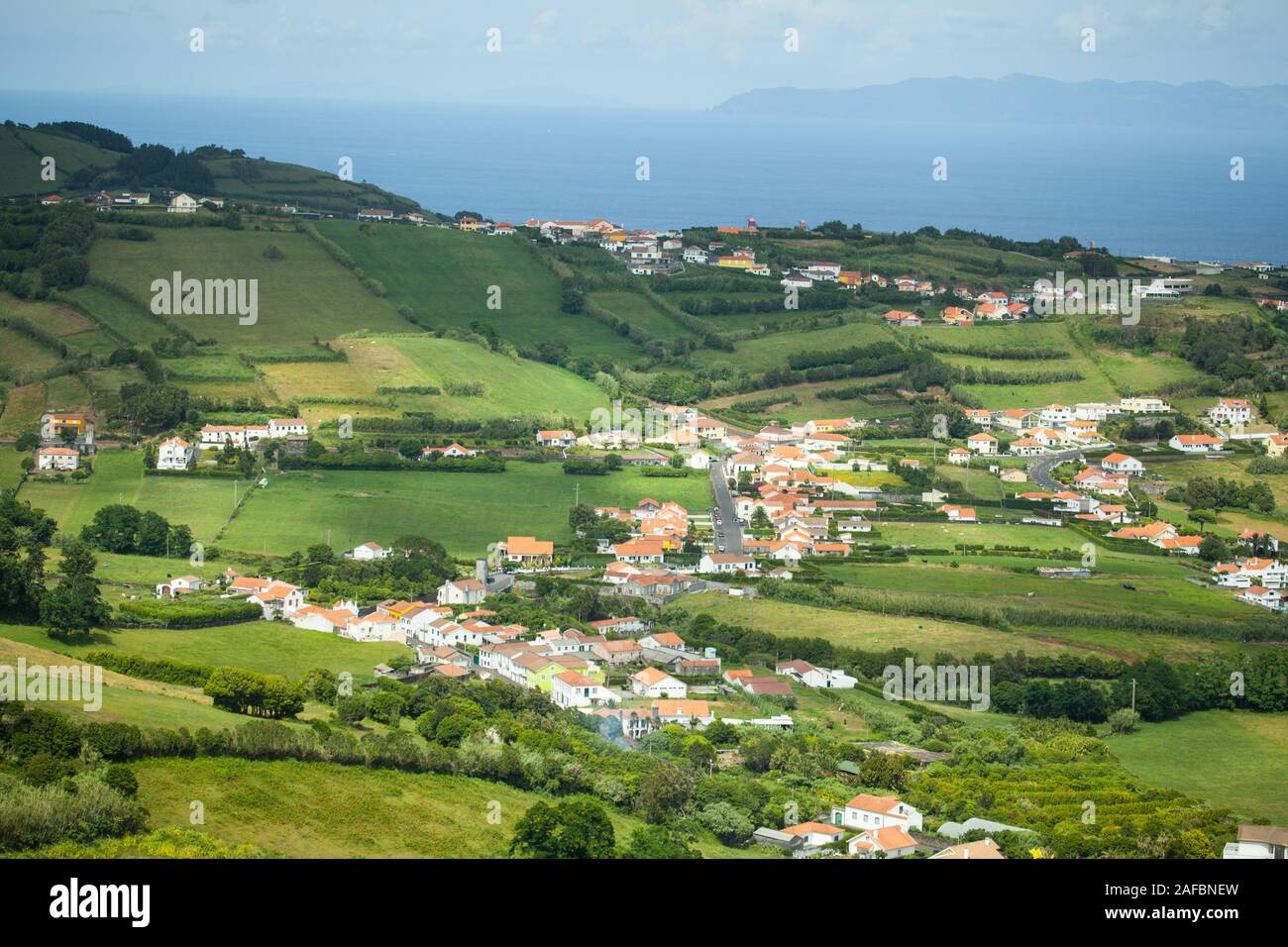 Green agricultural pattern of Faial Island, Azores, Portugal Stock ...