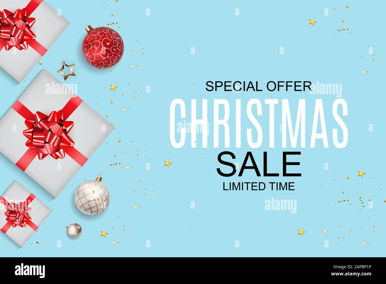 Christmas and New Year Sale Background, Discount Coupon Template ...