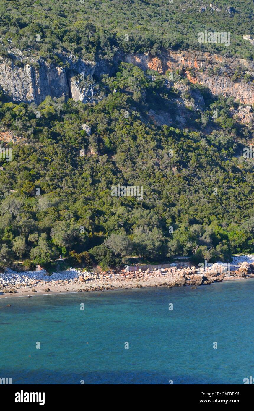 Portinho da Arrabida beach within the Serra da Arrabida natural park ...