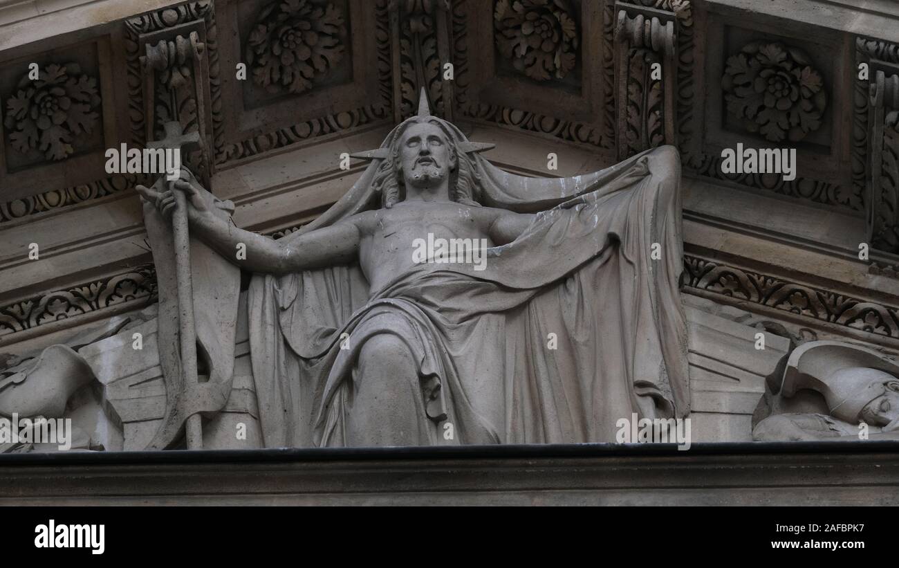 Christ with Cross on Staff Stock Photo - Alamy