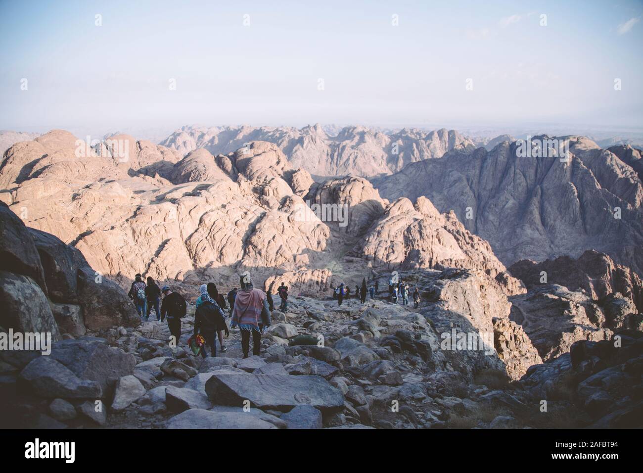 Mount Sinai, Sharm Ash Sheikh, Egypt - 25 October 2017. Pilgrims and ...