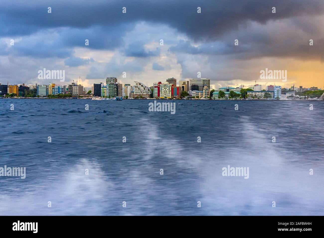 Colorful buildings in Male island capital of the Maldives in Indian ...