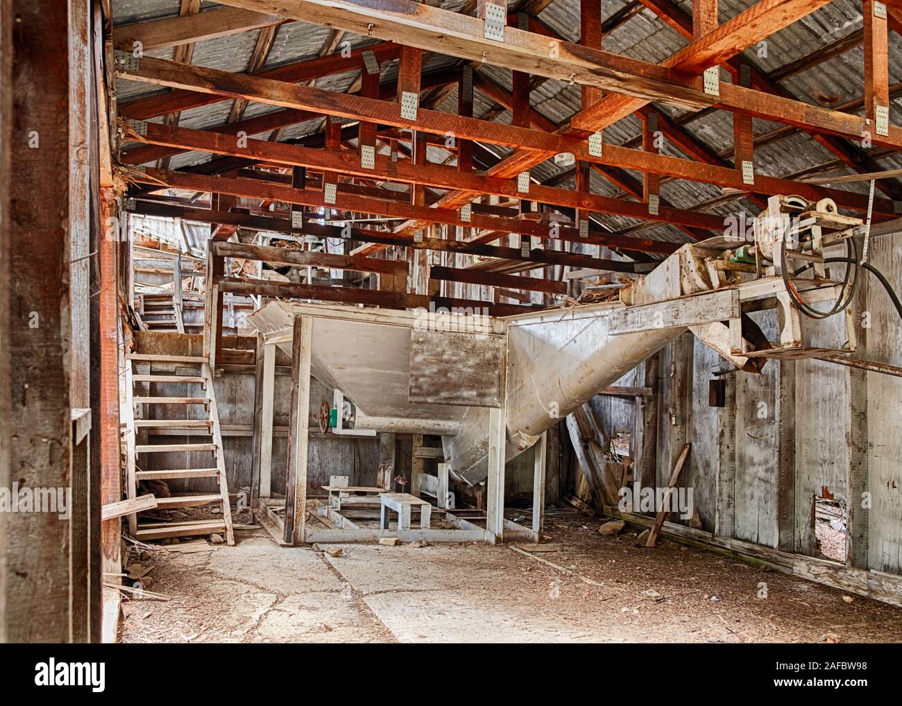 The old equipment to process cinnabar ore is still visible with a view ...