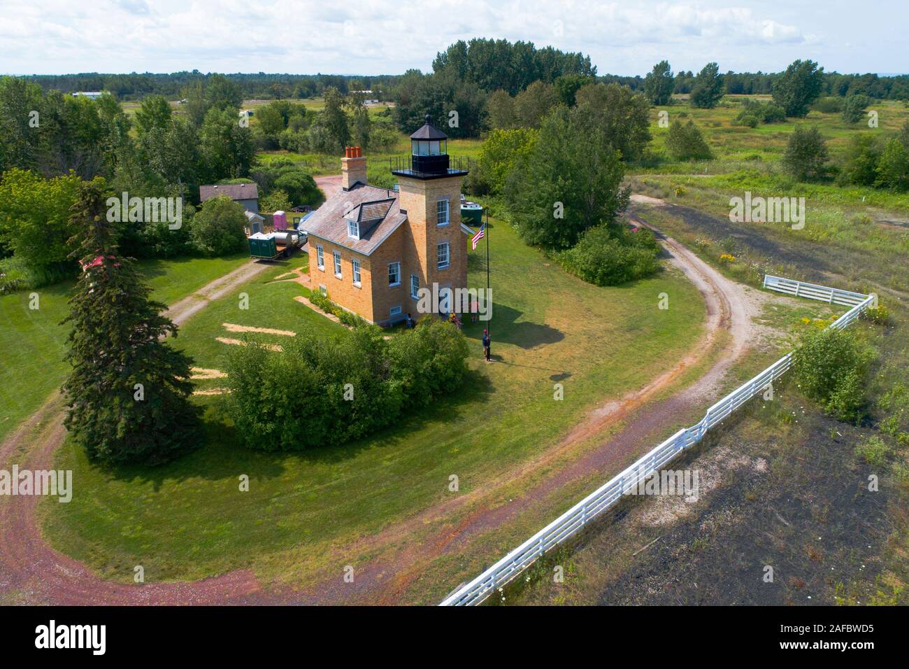 ontonagon Lighthouse in Ontonagon Michigan on Lake Superior Stock Photo ...
