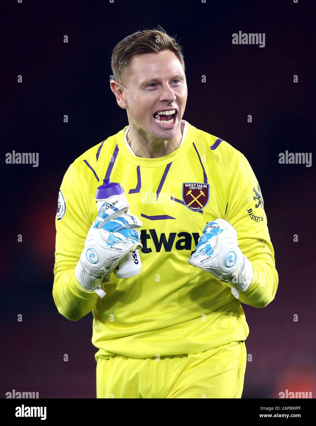 West Ham United goalkeeper David Martin celebrates their victory after ...