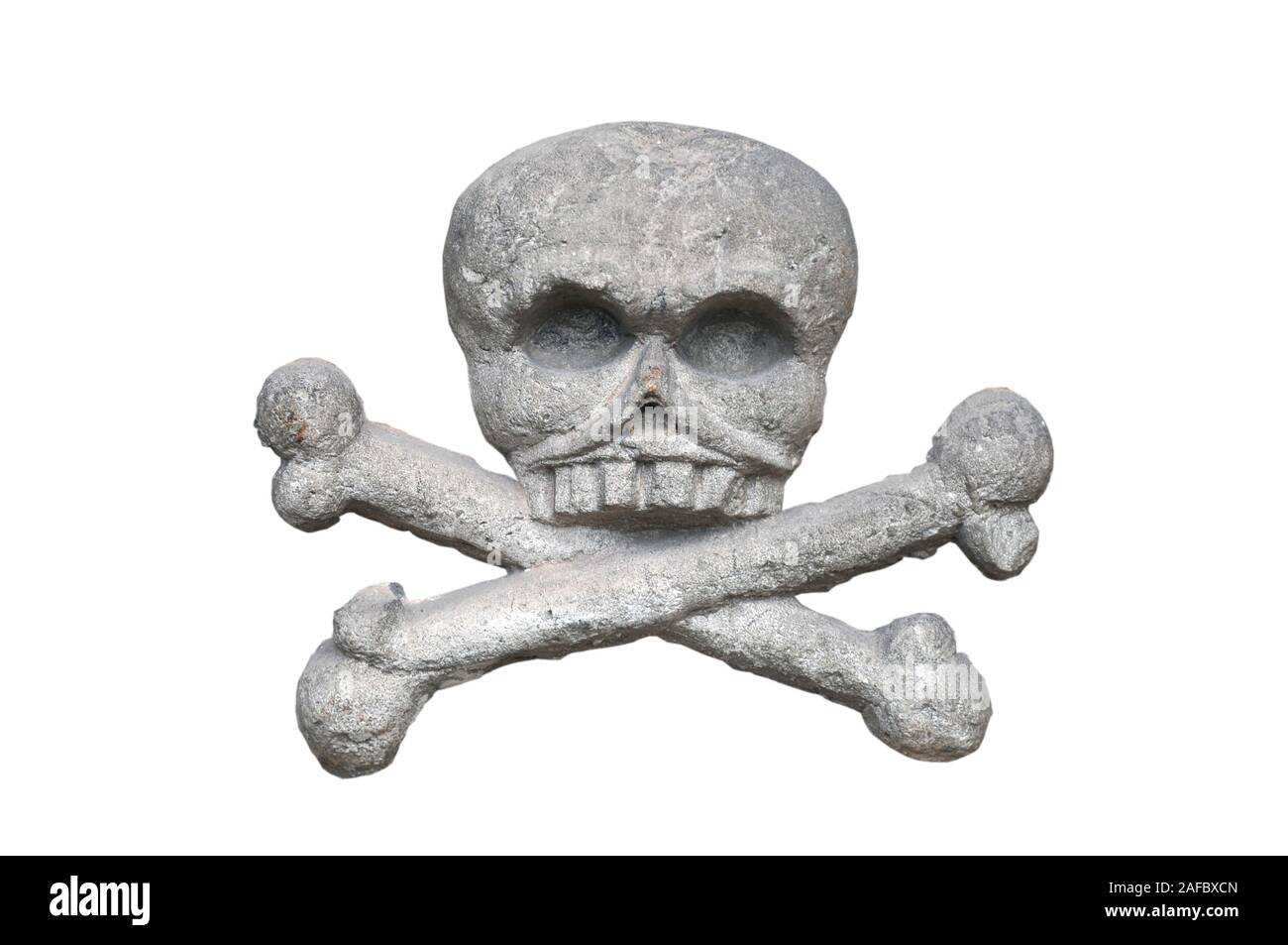 Skull and crossbones on a tombstone of the nineteenth century, bas ...