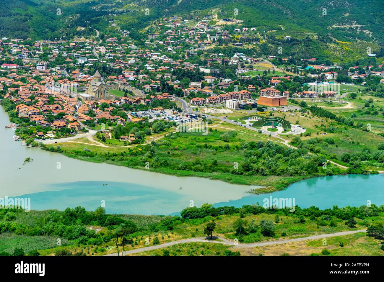 The Top View Of Mtskheta, Georgia, The Old Town Lies At The Confluence ...