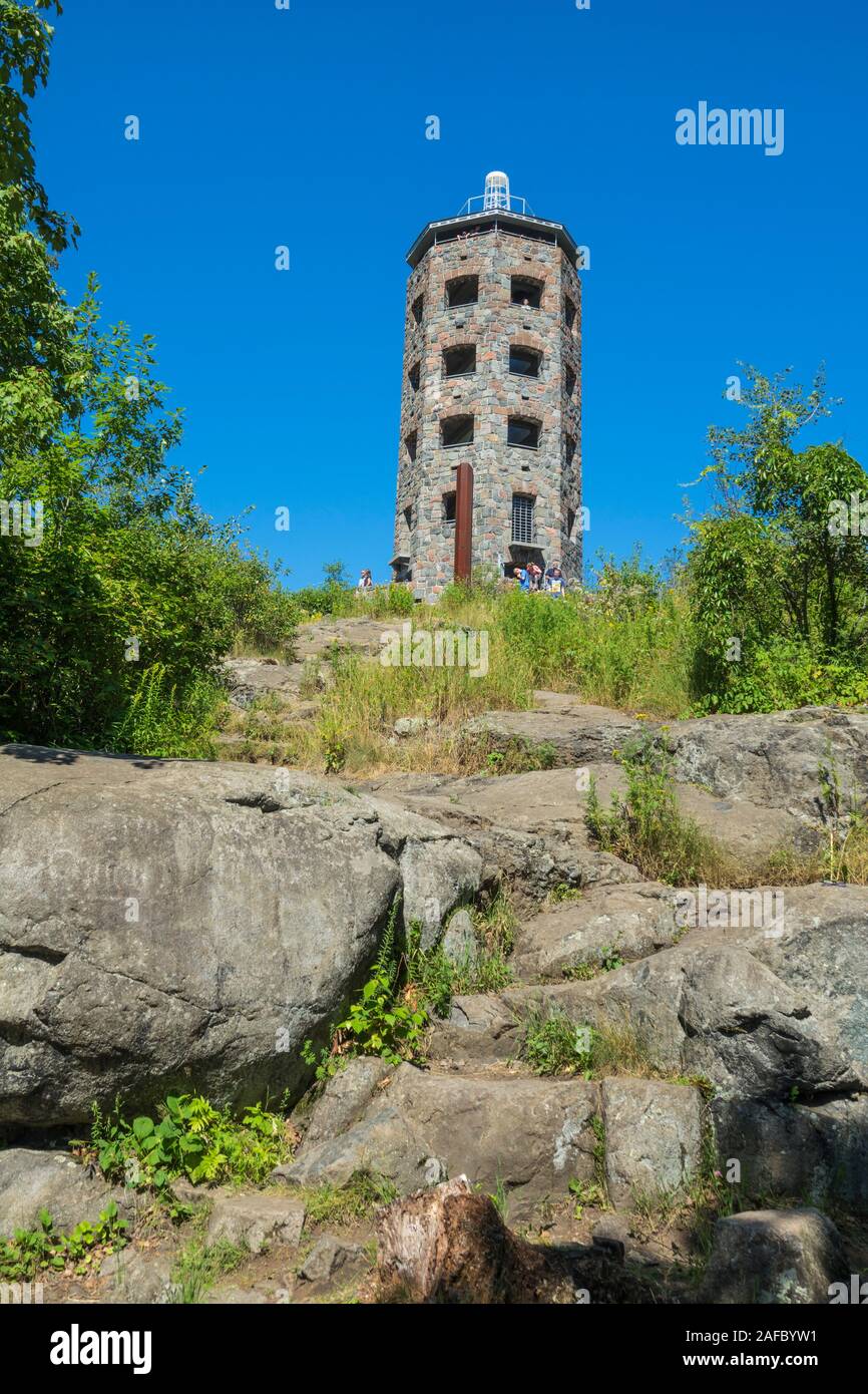 Enger Tower is an 80-foot, five-story stone observation tower atop ...