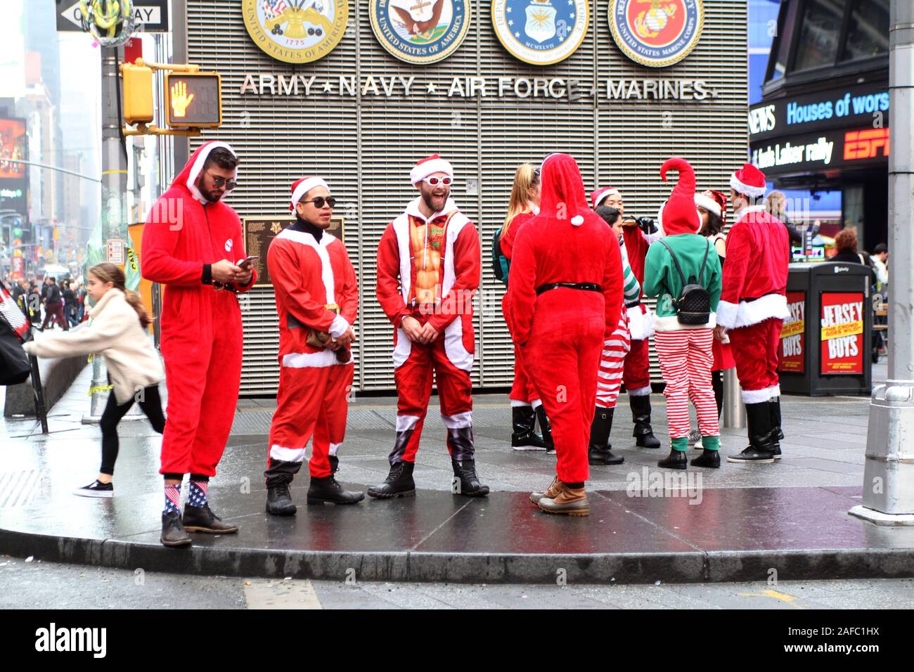 December 14, 2019, New York, New York, USA: SantaCon NYC 2019. Santa's ...