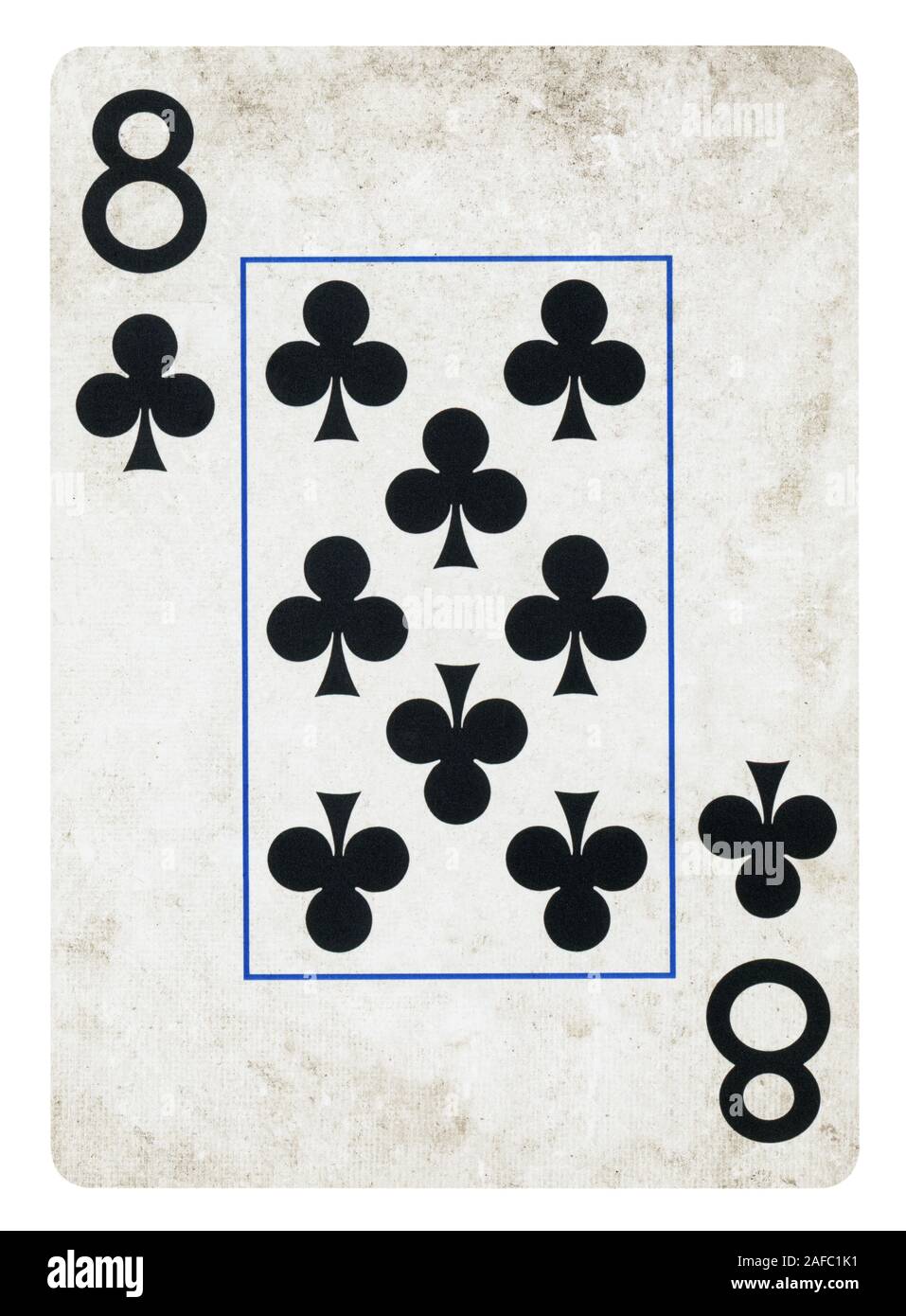 Eight of Clubs Vintage playing card - isolated on white (clipping path ...