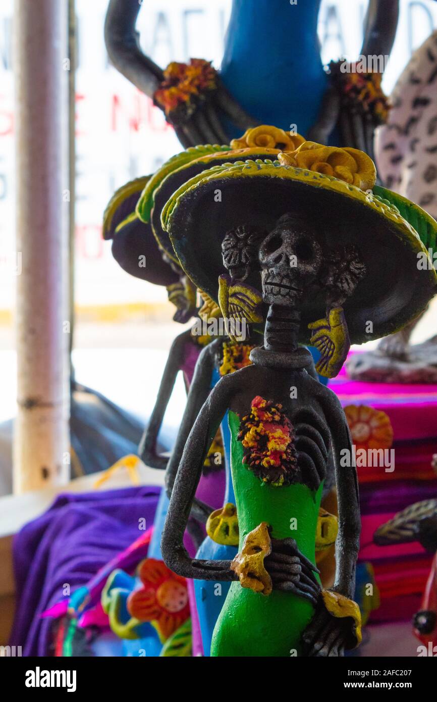 Sinaloa, Mexico - December 12 2019: Sale of skull and catrine ...