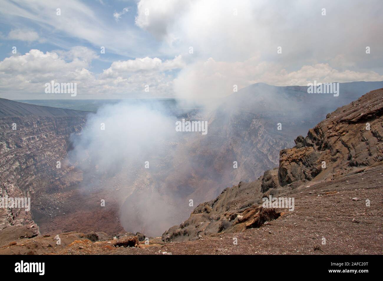 Masaya Volcano emitting large quantities of sulfur dioxide gas from ...