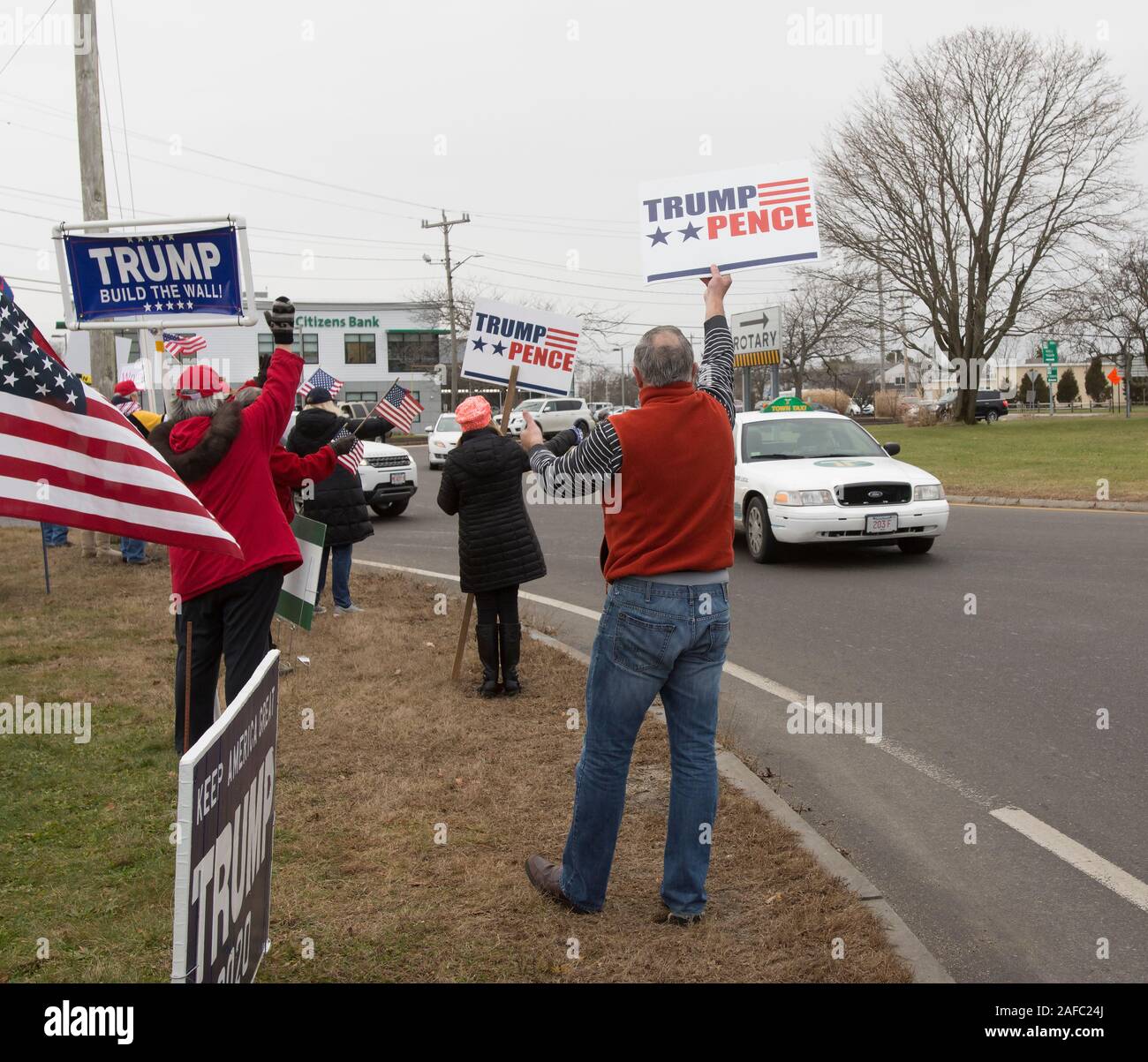a pro Trump political rally in Hyannis, Massachusetts, on Cape Cod, USA ...