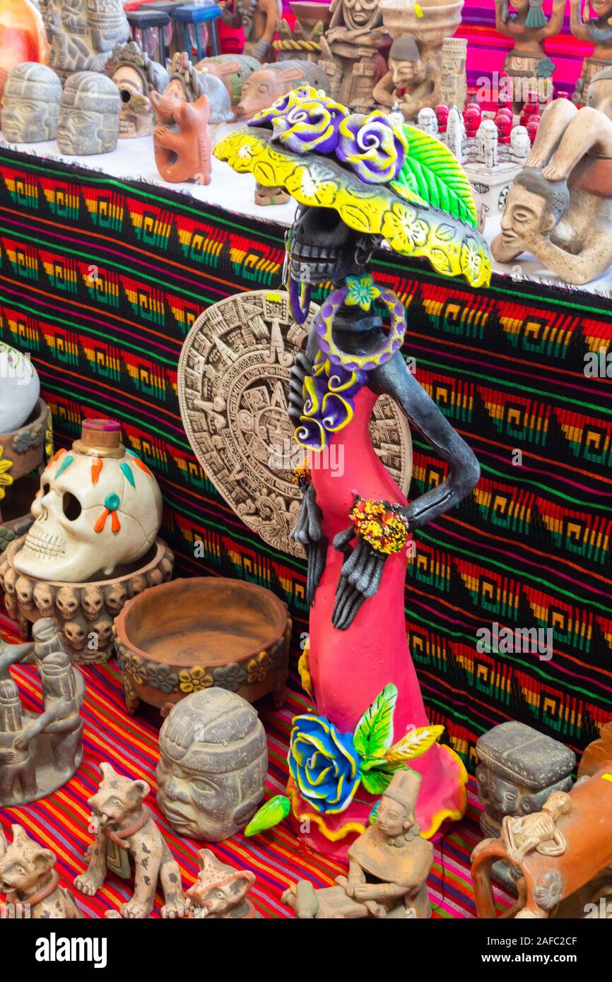 Sinaloa, Mexico - December 12 2019: Sale of skull and catrine ...