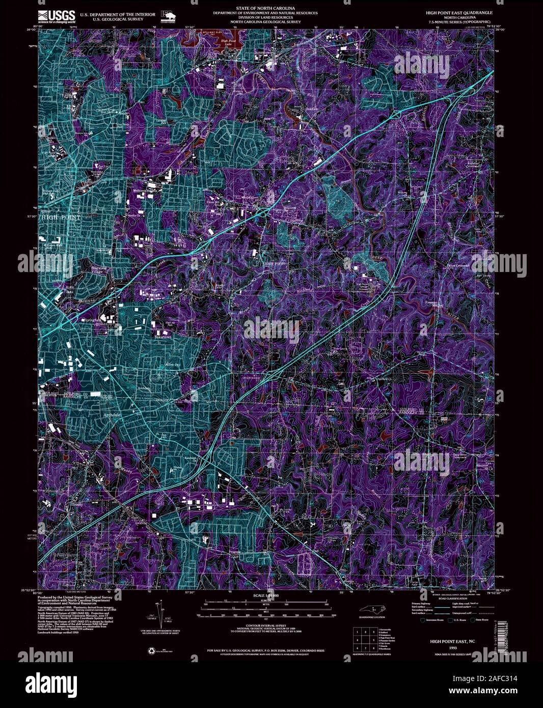 High point north carolina map hi-res stock photography and images - Alamy