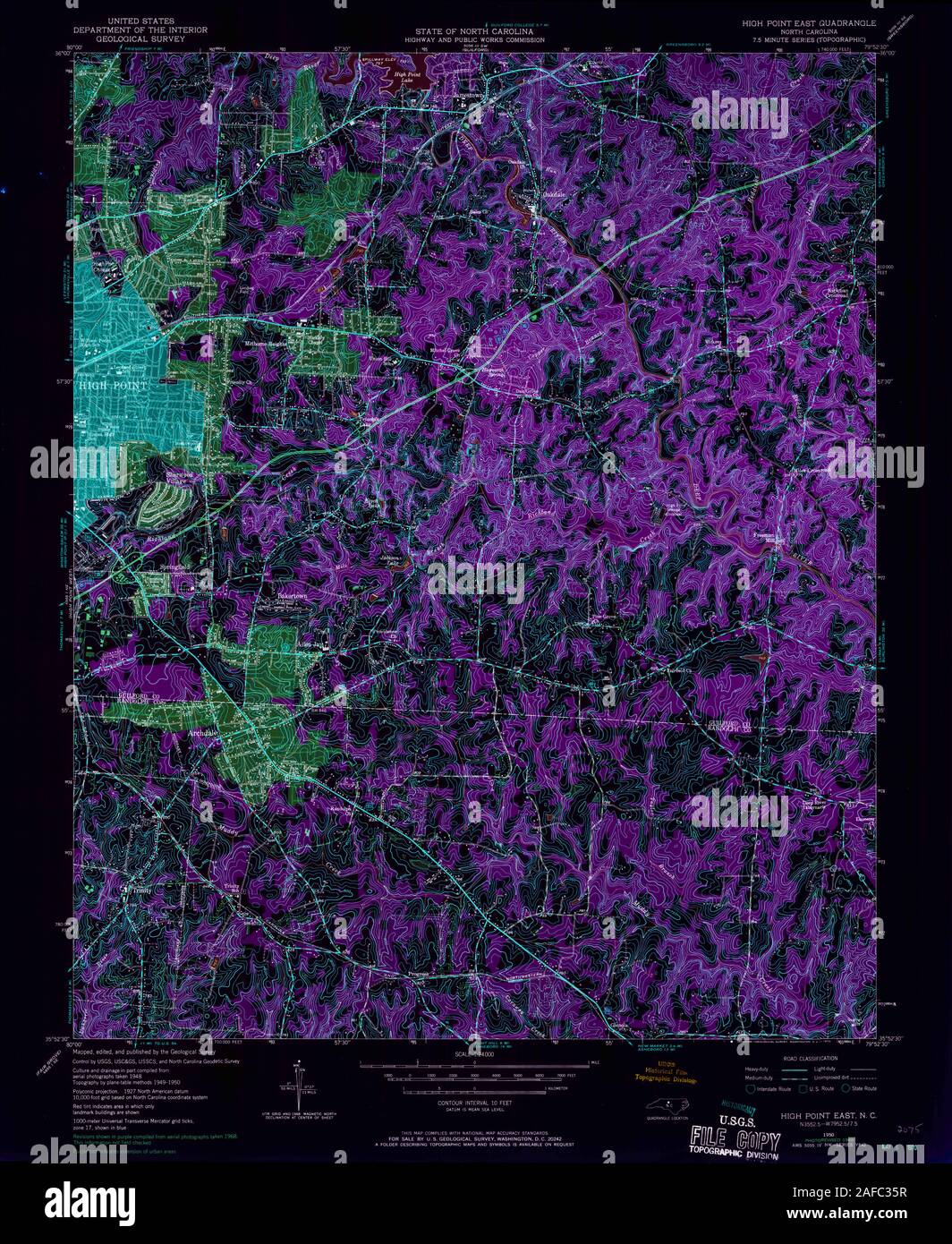 High point north carolina map hi-res stock photography and images - Alamy