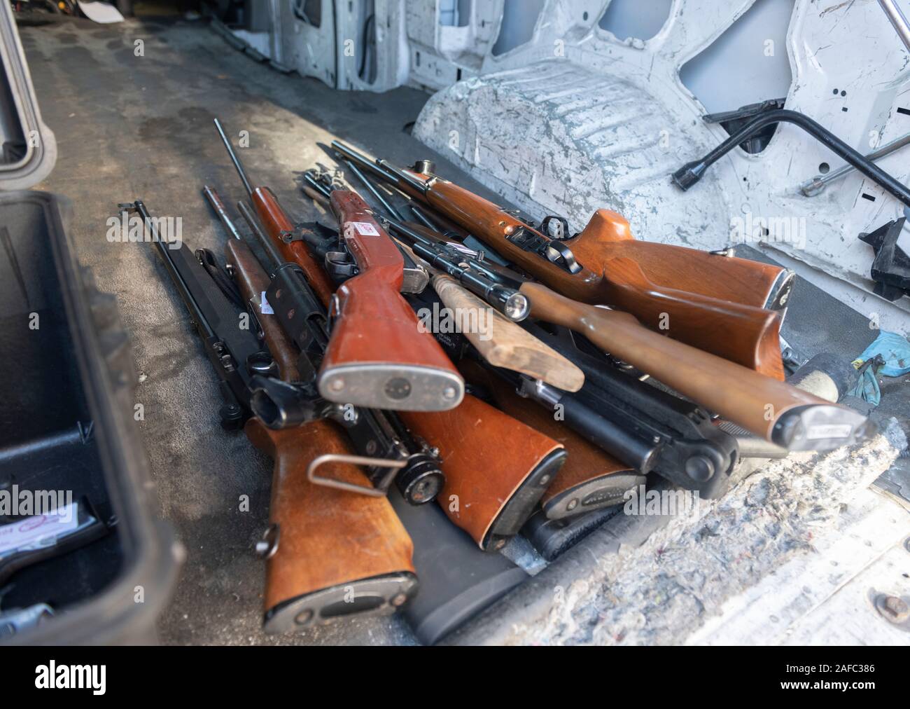 A stack of weapons traded in by people during the annual gun buy-back ...