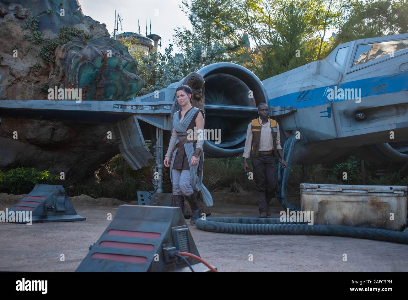 Orlando, Florida. November 27, 2019 Rey and spaceship in Star Wars ...