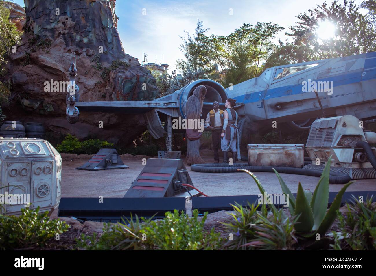 Orlando, Florida. November 27, 2019 Rey and spaceship in Star Wars ...