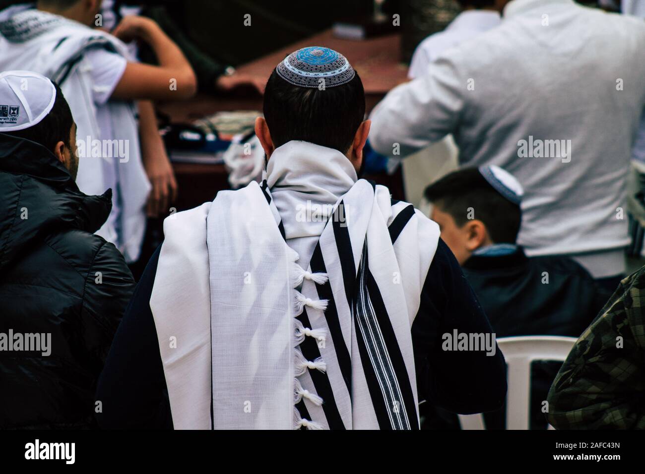 Jerusalem Israel December 12, 2019 View of unknown kid and family ...