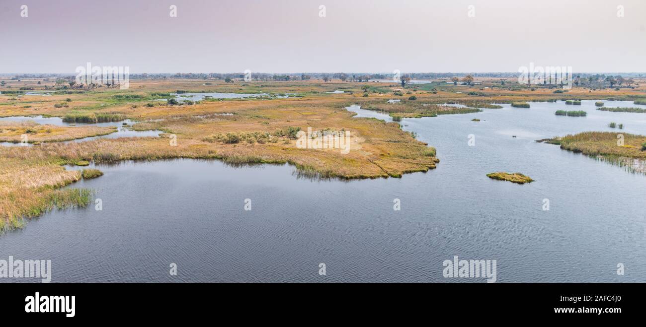 Okavango Delta in Botswana (aerial view from a helicopter Stock Photo ...
