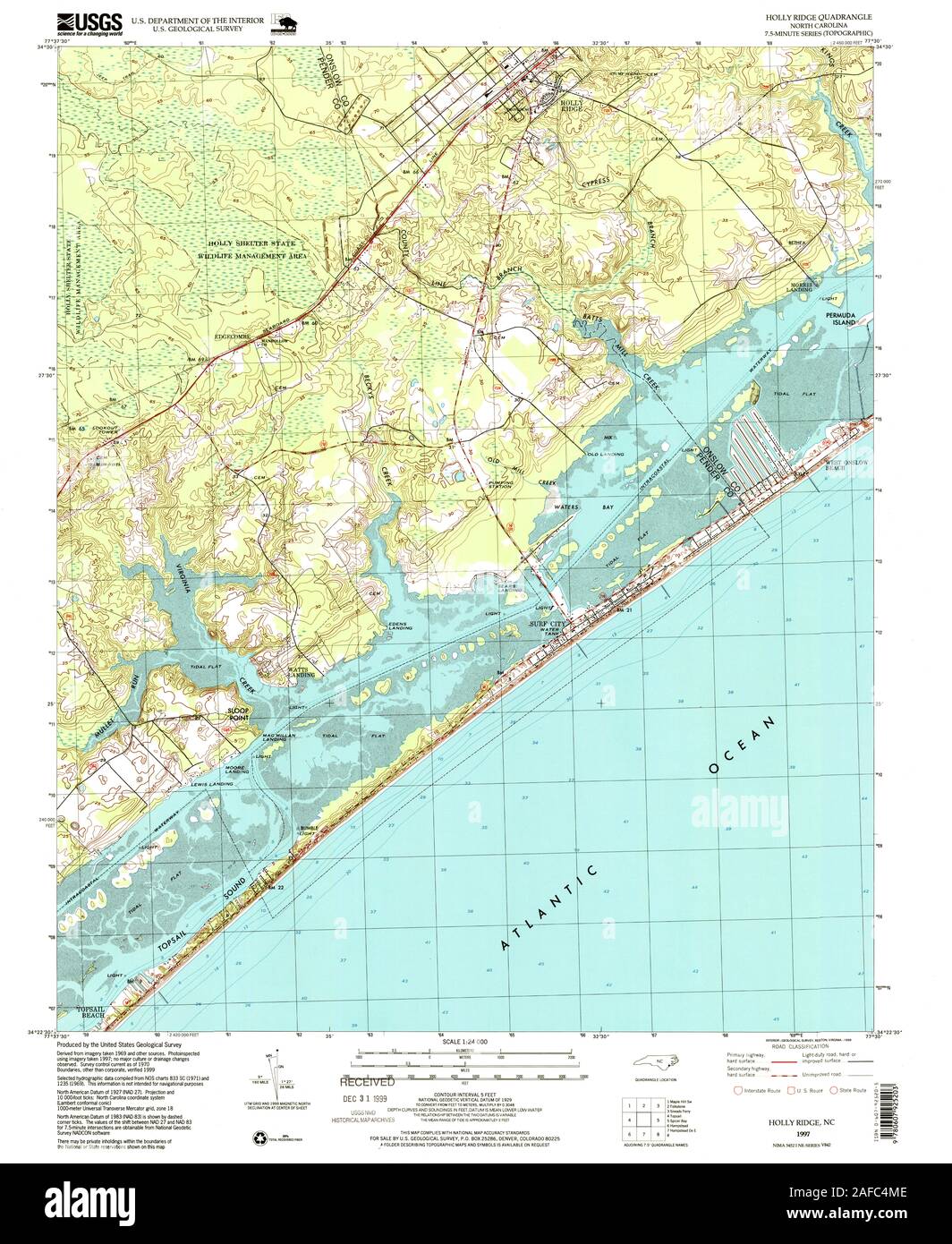 USGS TOPO Map North Carolina NC Holly Ridge 162201 1997 24000 ...