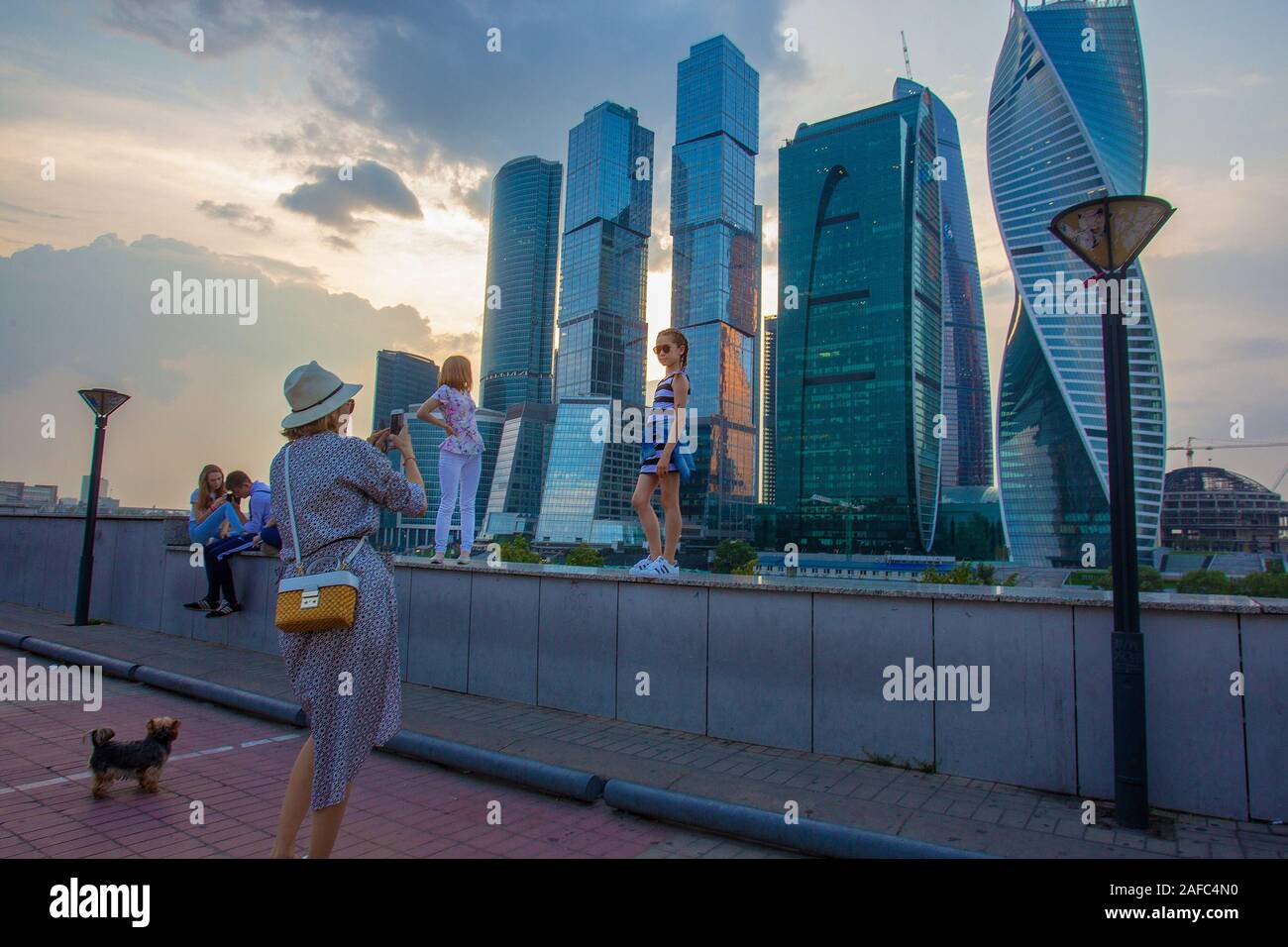 Girls poses on Moscow -city background Stock Photo - Alamy
