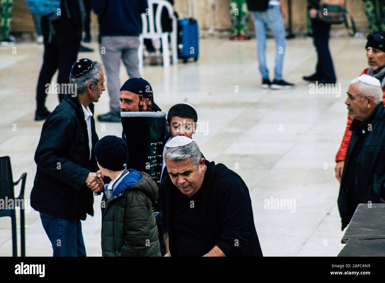 Jerusalem Israel December 12, 2019 View of unknown kid and family ...