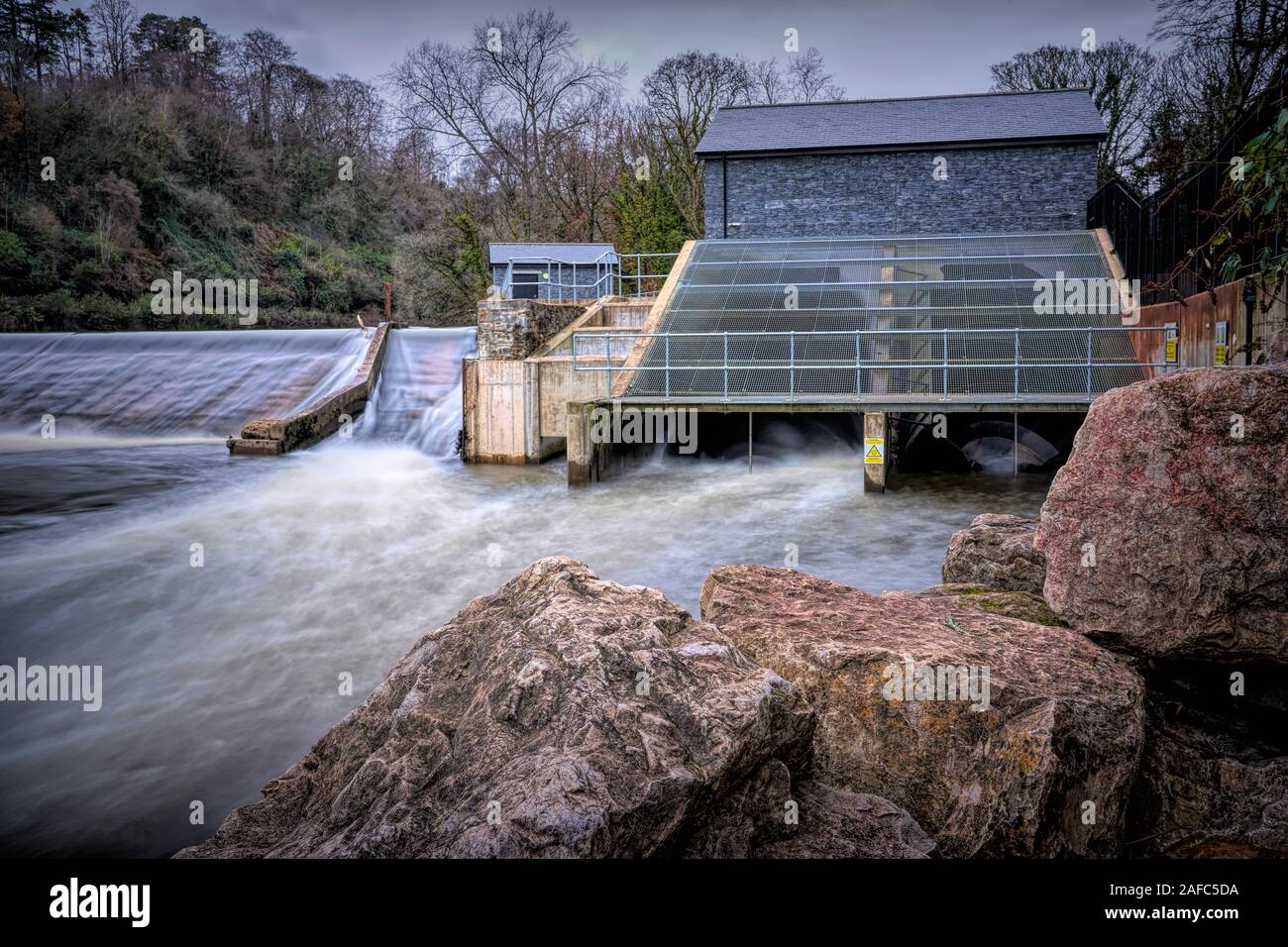 Radyr hydroelectric plant on the River Taff, Cardiff, South Wales Stock ...