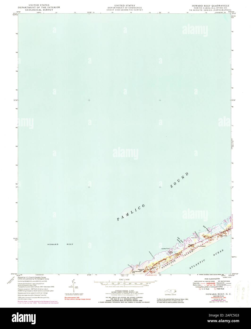 USGS TOPO Map North Carolina NC Howard Reef 162213 1950 24000 ...