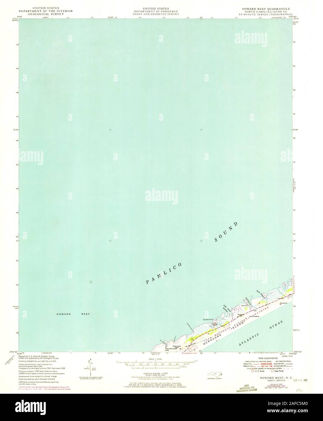USGS TOPO Map North Carolina NC Howard Reef 162703 1950 24000 ...